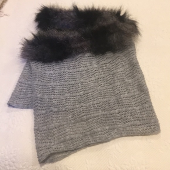 Surell | Accessories | Surell Infinity Knit Loop Scarf Faux Fur Grey ...